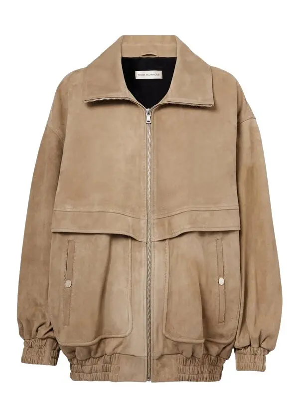 Nour Hammour Beck Suede Bomber Jacket - Beige