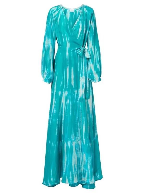 Anna Kosturova Tie-dye Silk Wrap Maxi Dress - Blue