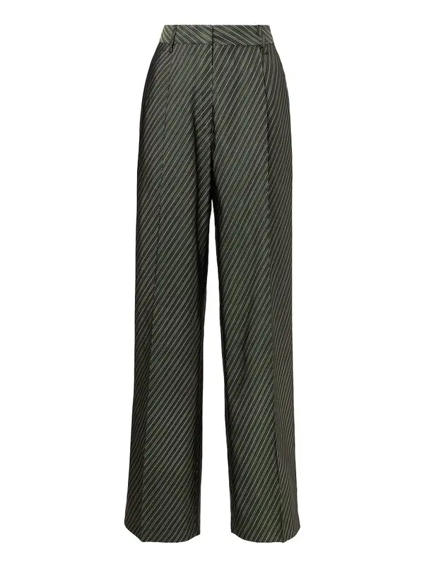 Dries Van Noten Striped Wide-leg Pants - Green