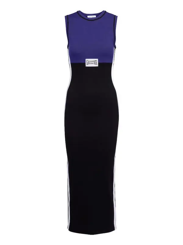JEAN PAUL GAULTIER Ribbed-knit Cotton-blend Midi Dress - Blue