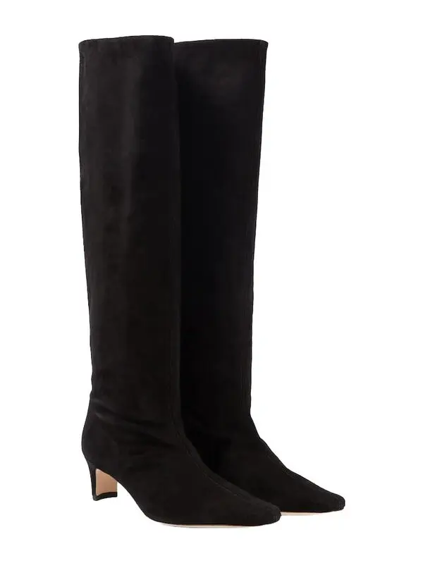 Staud Wally Knee-high Suede Boots - Black