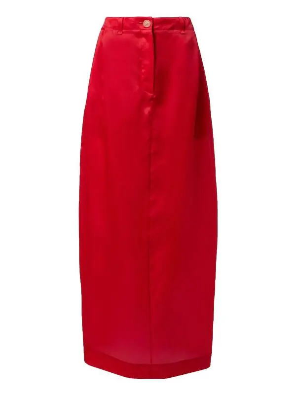 Khaite Lucian Silk Organza Maxi Skirt - Red