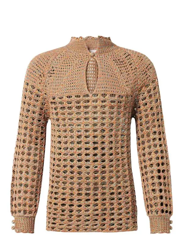 Valentino Garavani Open-knit Linen And Cotton Sweater - Multicoloured