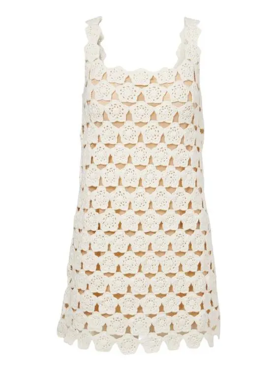 Staud Hoya Floral Crochet Minidress - Neutrals