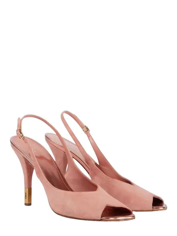 Chloé Flower 95 Suede Peep-toe Pumps - Pink