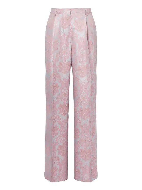 Dries Van Noten Floral Jacquard Straight Pants - Pink
