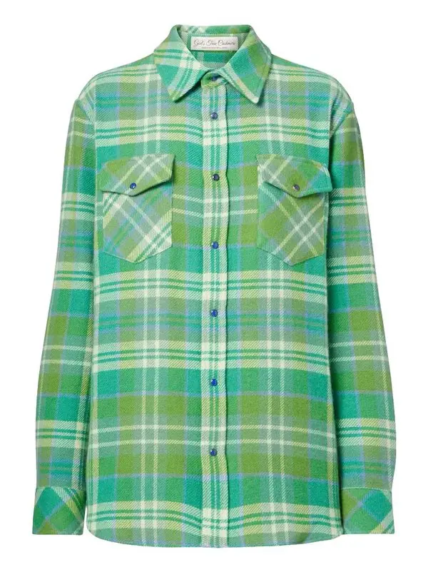 GOD'S TRUE CASHMERE Hero Plaid Cashmere Shirt - Green
