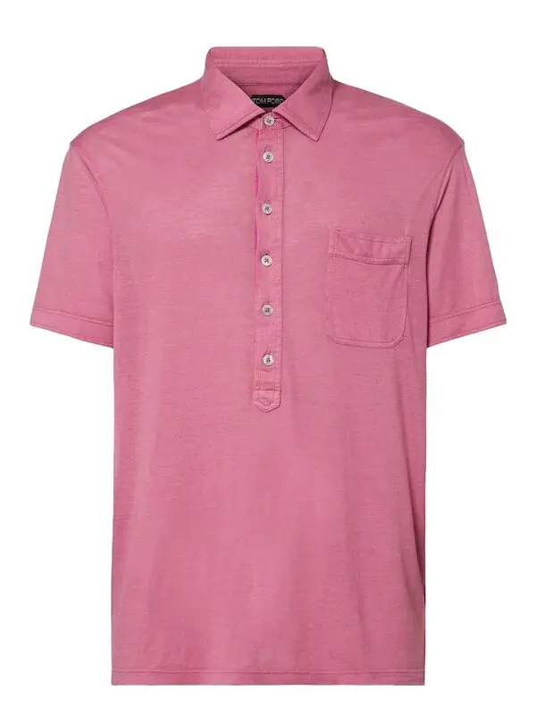 TOM FORD Silk And Linen Polo Shirt - Pink