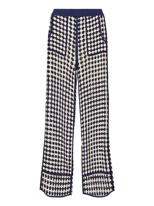 Farm Rio Crochet Wide-leg Pants - Blue