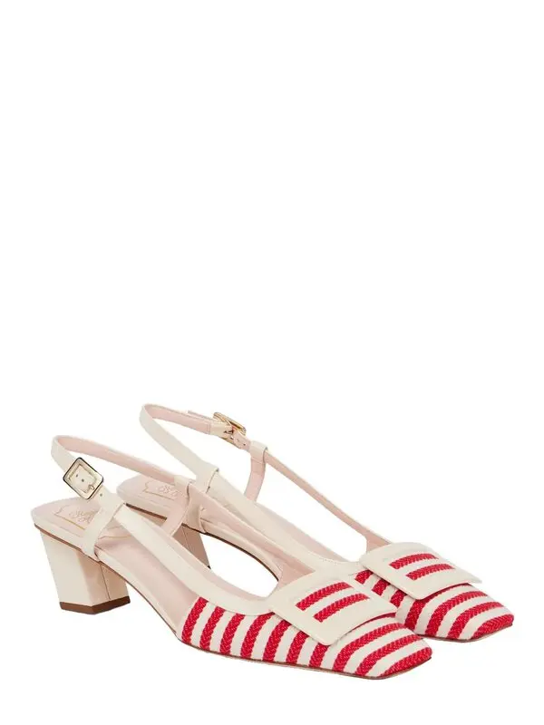 ROGER VIVIER Belle Vivier 45 Striped Slingback Pumps - Red