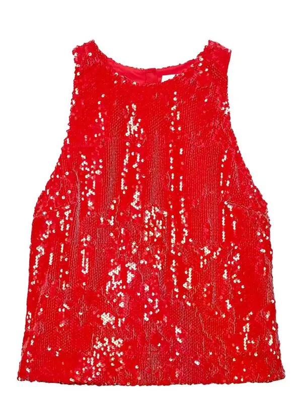 MSGM Sequinned Top - Red
