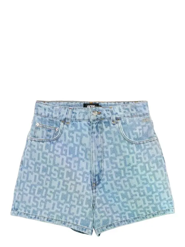 Gcds Monogram Denim Shorts - Blue