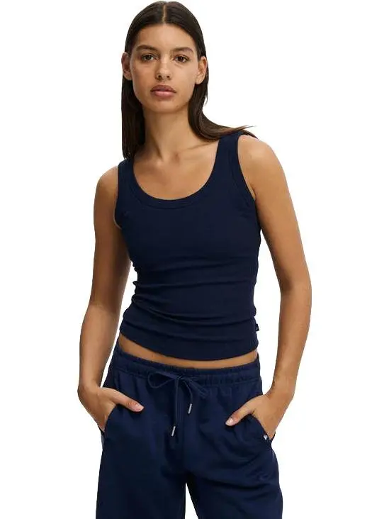 Cotton:on Active Rib Tank - Prep Sport Navy