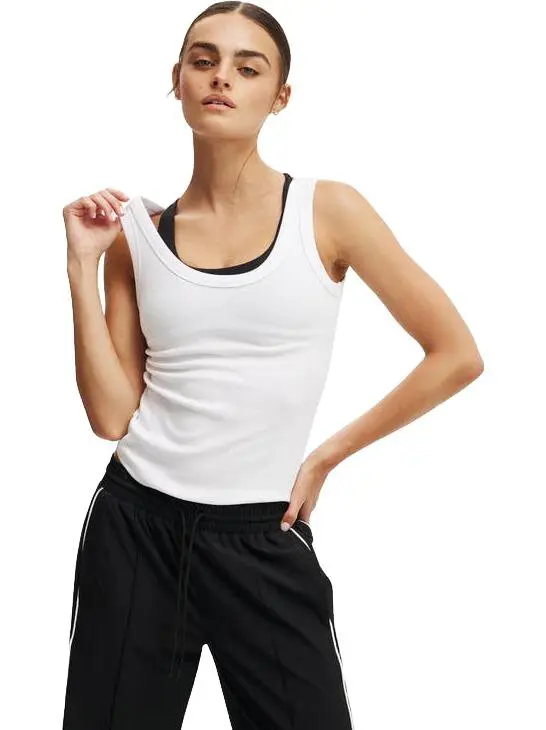 Cotton:on Active Rib Tank - White