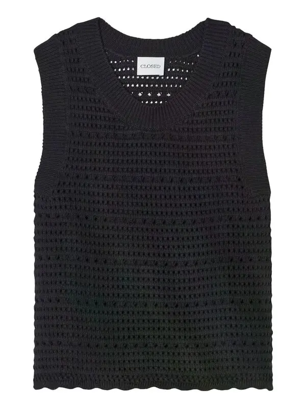 Closed Crochet Tank Top - Black