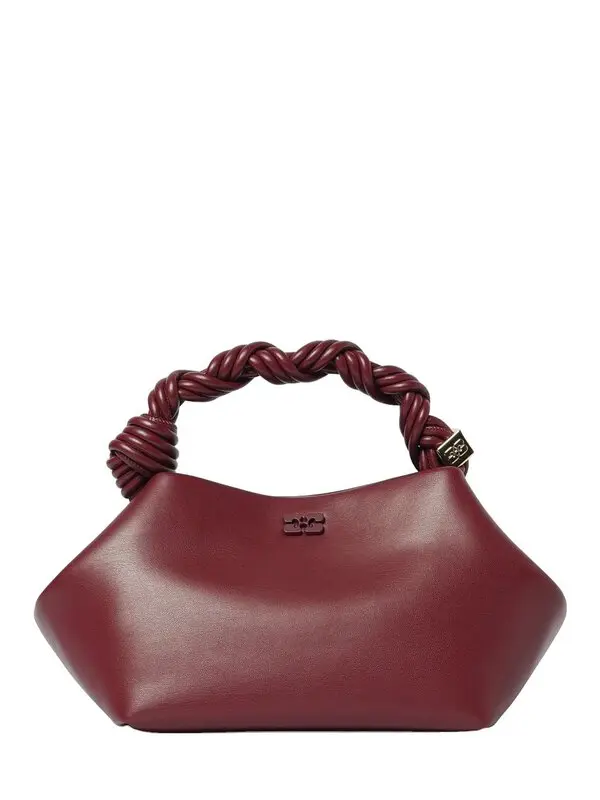 GANNI Twisted Handle Handbag - Burgundy