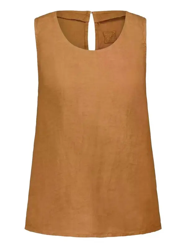 120% Lino Sleeveless Linen Top - Brown