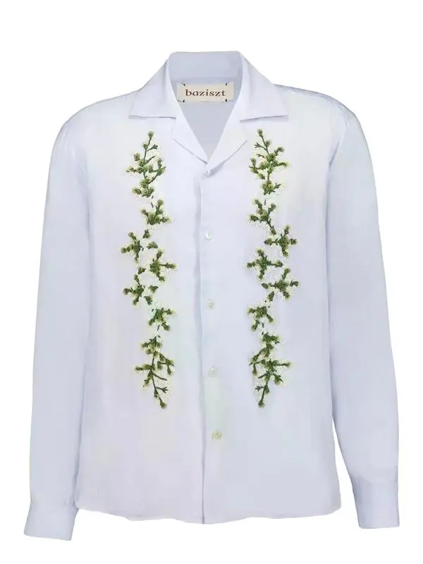 BAZISZT Embroidered Shirt - Blue