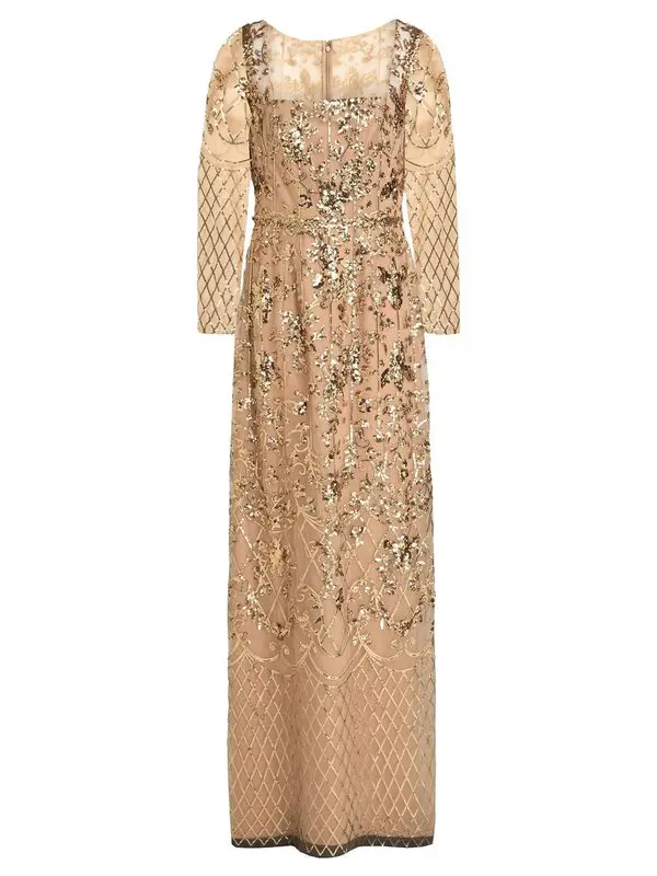 Marchesa Embellished Tulle Gown - Neutral