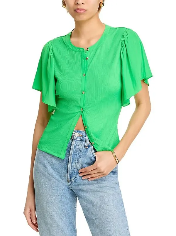 Ramy Brook Colette Flutter Sleeve Top - Tropic Green