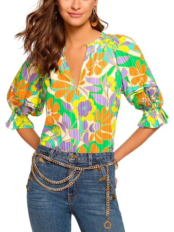 Ramy Brook Trixie Floral Blouse - Retro Garden