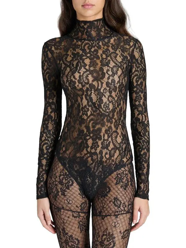 Valentino Garavani Sheer Lace Bodysuit - Nero