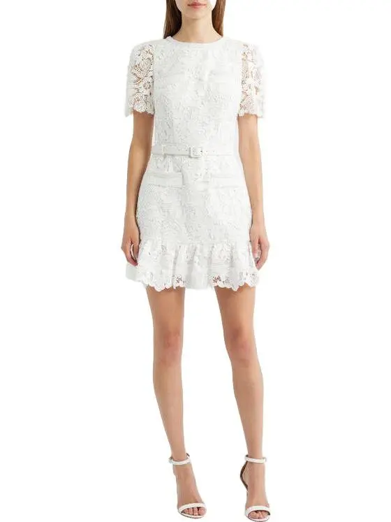 MILLY Floral Lace Mini Dress - White