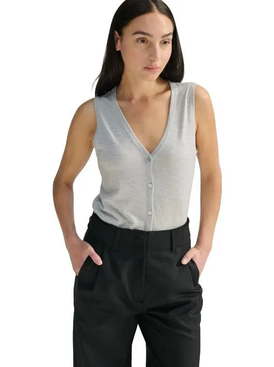 Almina Concept Knit Button Closure Vest - Grey