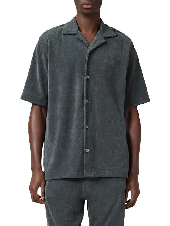 ALLSAINTS Felix Short Sleeve Toweling Camp Shirt - Pitched Blue