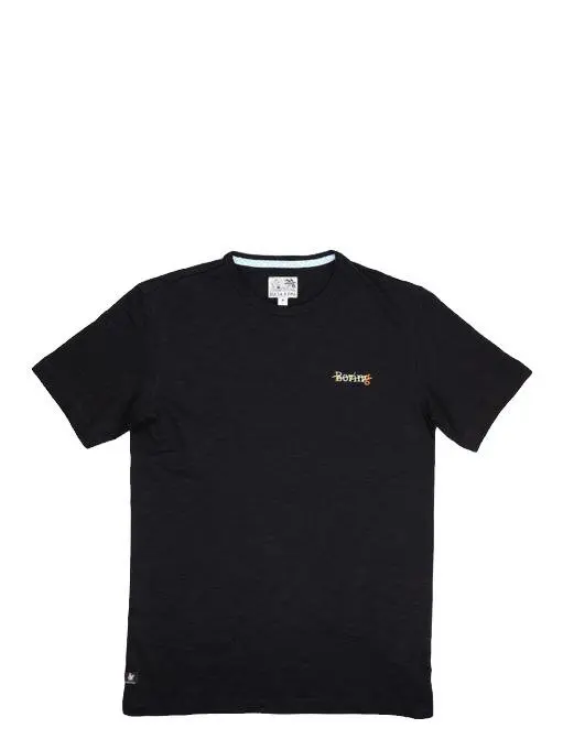 BAJA LLAMA Boring Embroidery Slub Pima Tee - Black