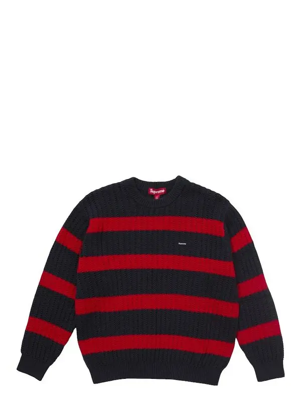Supreme Loose Gauge Stripe Small Box Sweater - Navy Blue
