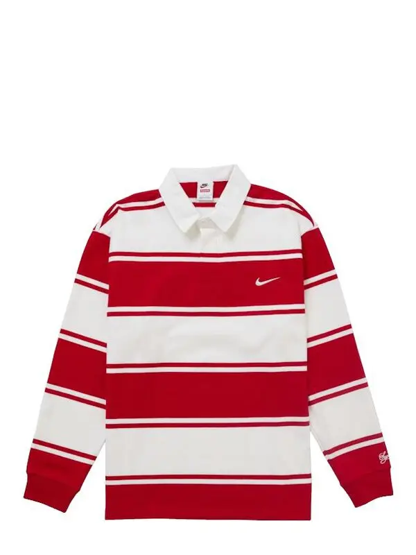 Supreme Nike Stripe Rugby Shirt - Red
