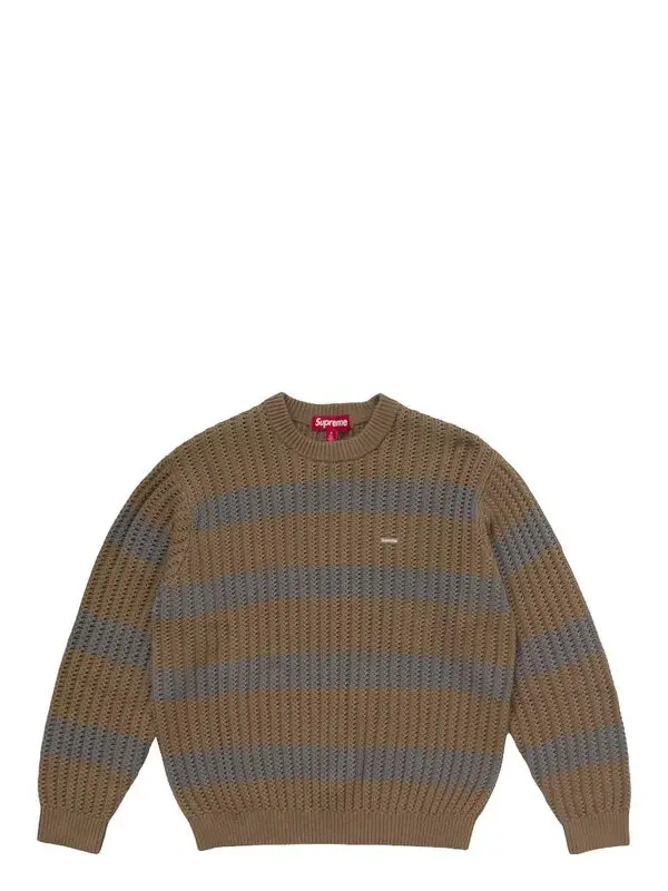 Supreme Loose Gauge Stripe Small Box Sweater - Khaki