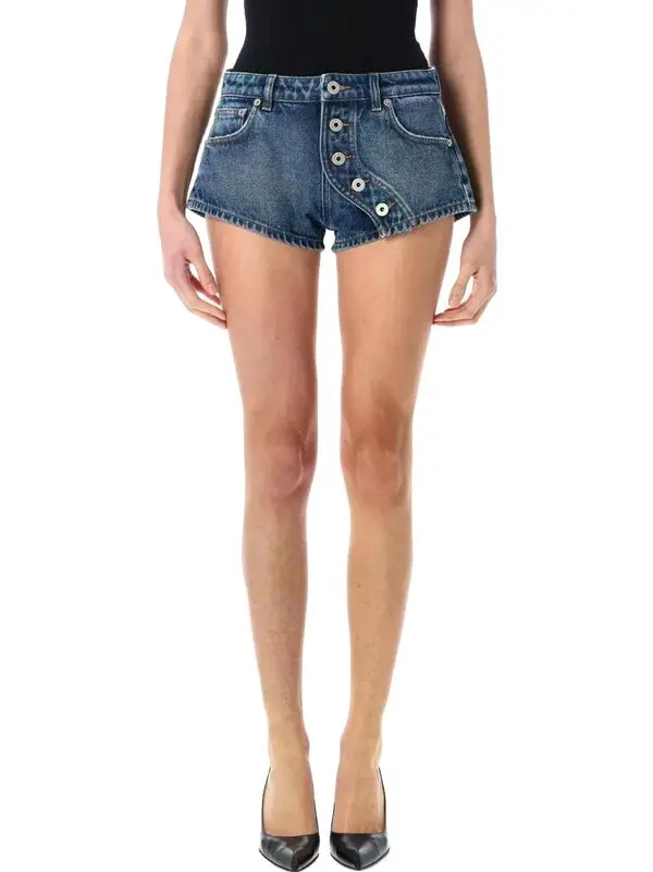 JEAN PAUL GAULTIER Button-detailed Mini Shorts - Blue