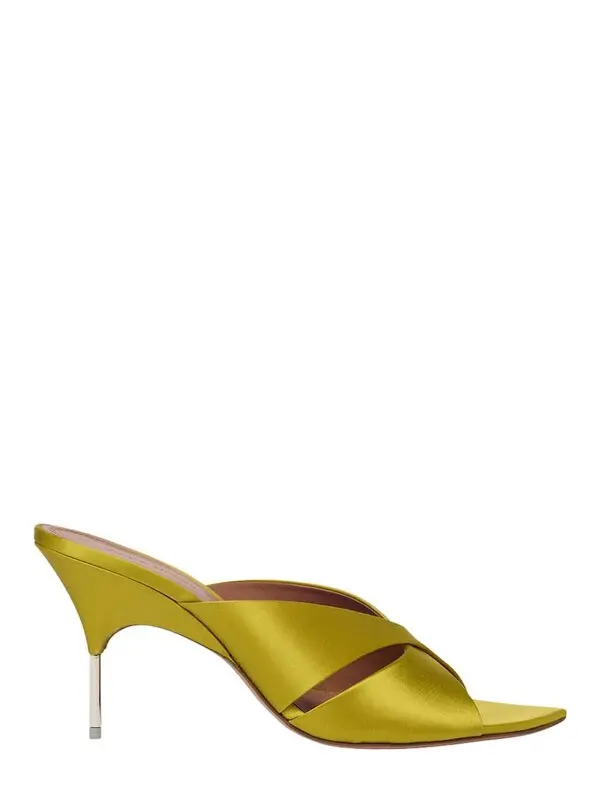 Amina Muaddi Samantha Crisscross Satin Sandals - Lime