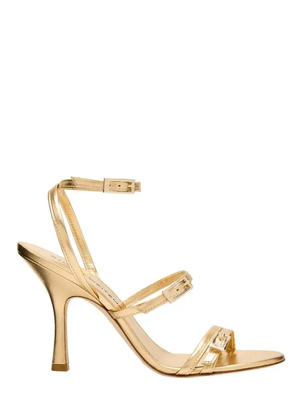 STUART WEITZMAN Georgie Metallic Strappy Sandals - Golden