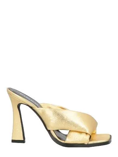 Pinko Leather Spool Heel Sandals - Gold