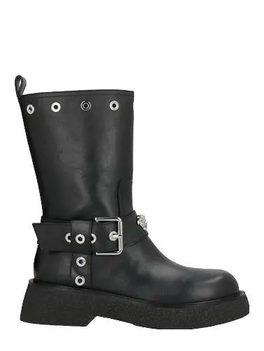 Versace Ankle Boots In Leather With Buckle And Logo - Black