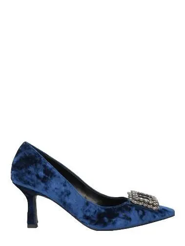 OVYÉ Velvet Pumps With Appliqués - Blue