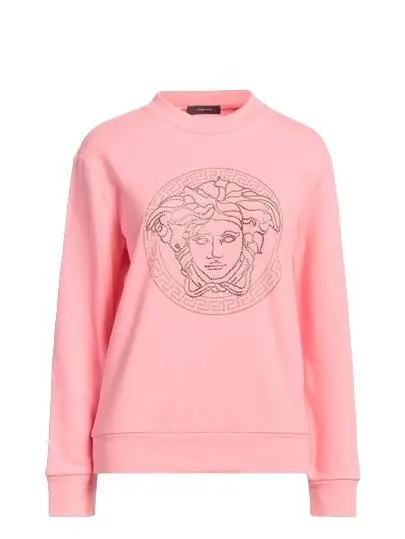 Versace Cotton Sweatshirt With Appliqués - Salmon Pink