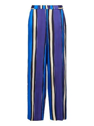 OTTOD'AME Striped Satin Pajama Pants - Blue