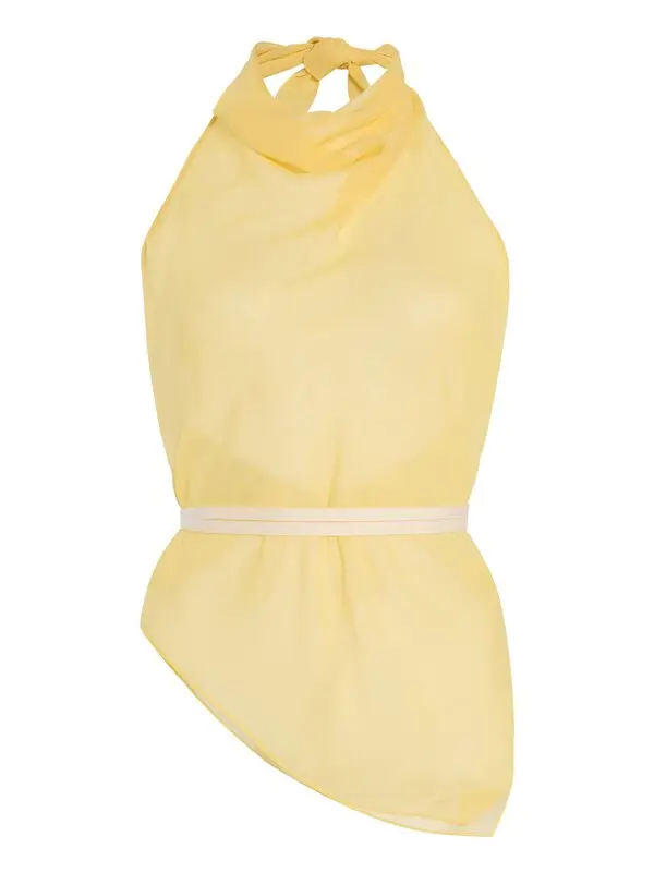 TAE PARK Exclusive Kite Silk-chiffon Wrap Top - Yellow