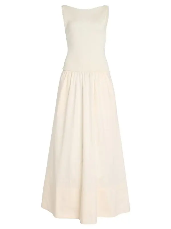 ST. AGNI Knit And Cotton Maxi Dress - Ivory