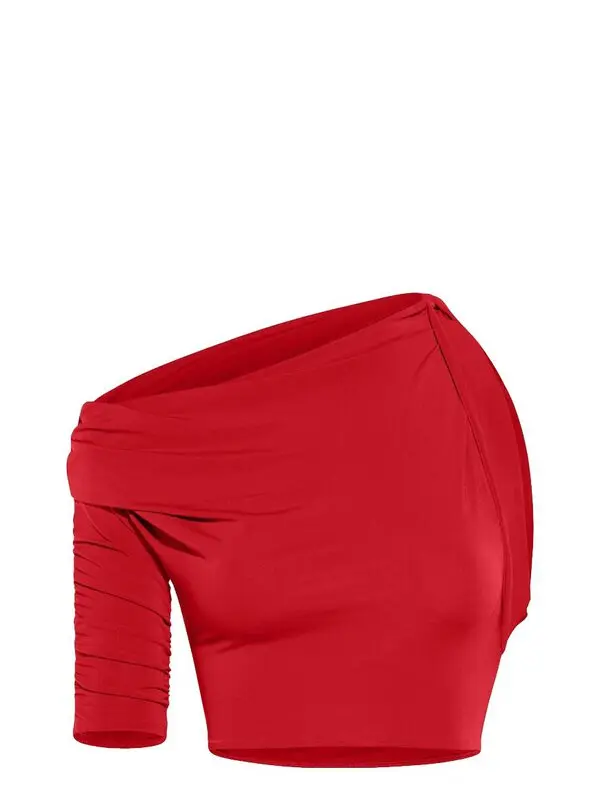 Jacquemus Draped Asymmetric Top - Red