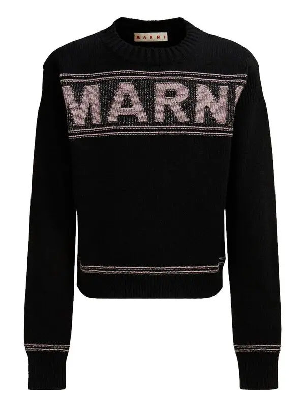 Marni Intarsia Wool Sweater - Black