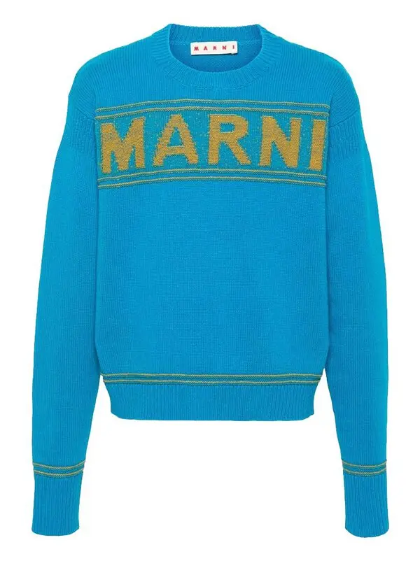 Marni Intarsia Wool Sweater - Cobalt
