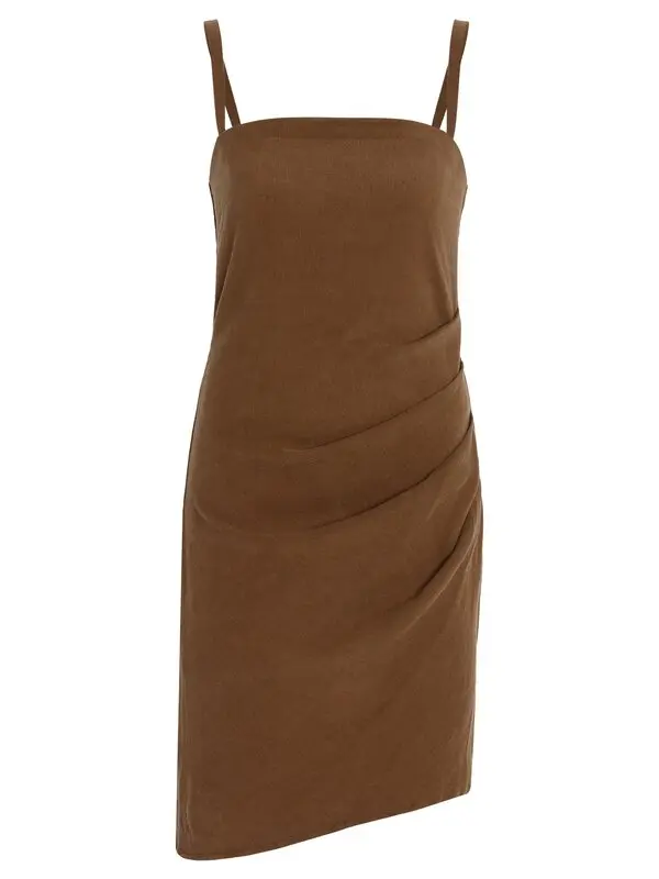 ANEMOS Nadege Draped Mini Dress - Brown