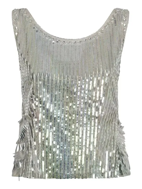 Alberta Ferretti Sequinned Top - Grey