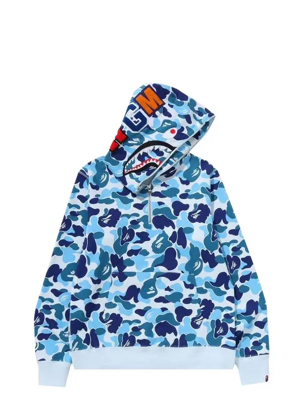 BAPE Abc Camo Shark Half Zip Pullover Hoodie - Blue
