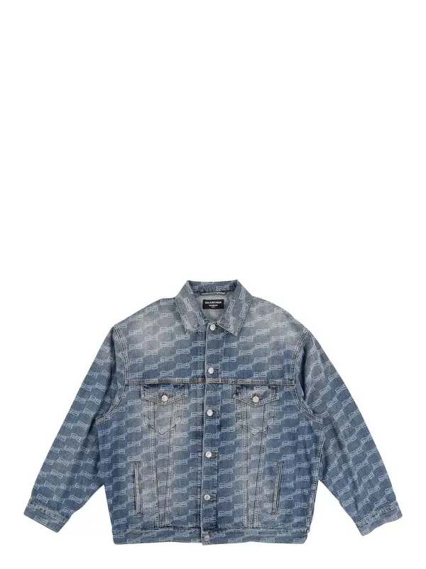 Balenciaga All-over Bb Monogram Denim Jacket - Blue